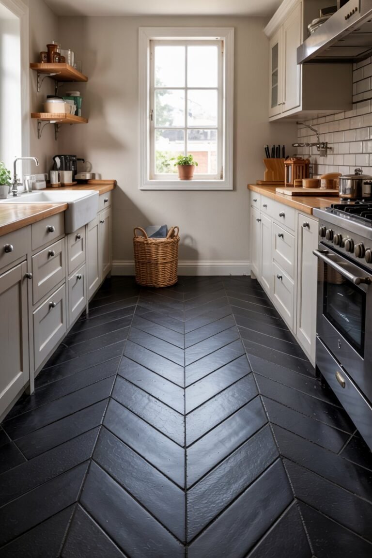 20 Stunning Kitchen Flooring Ideas With Dark Tiles