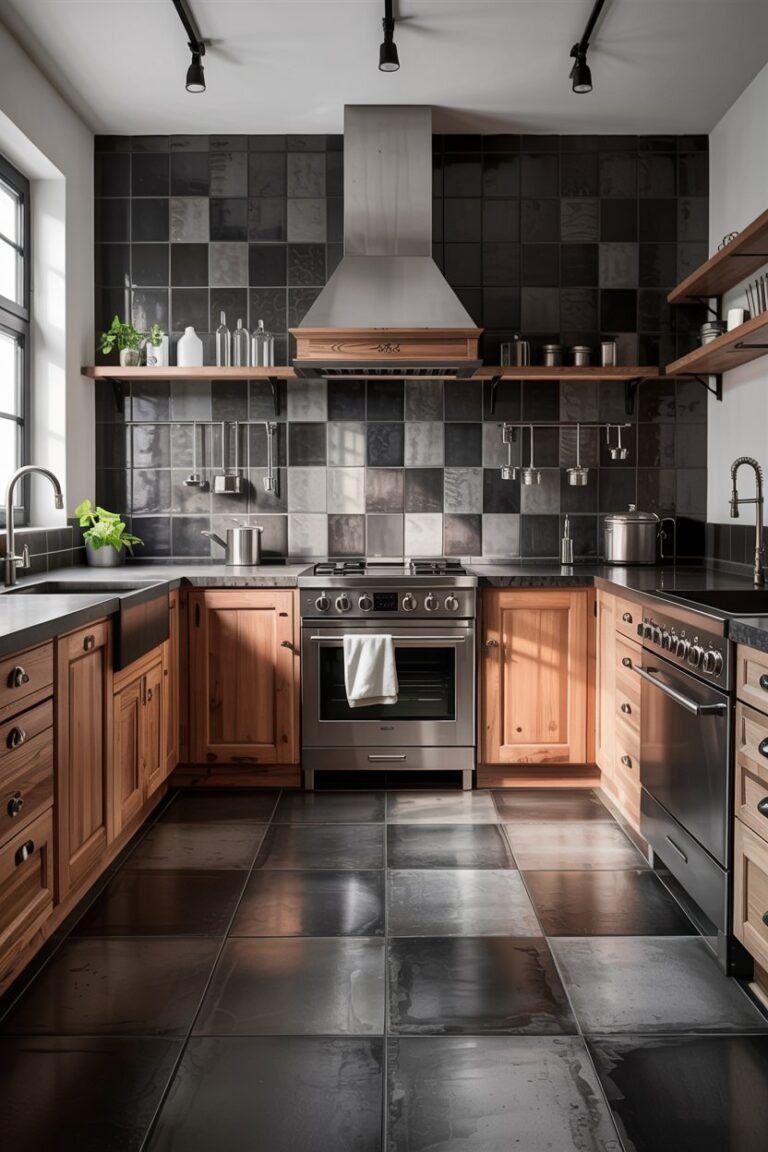 20 Stunning Kitchen Flooring Ideas With Dark Tiles